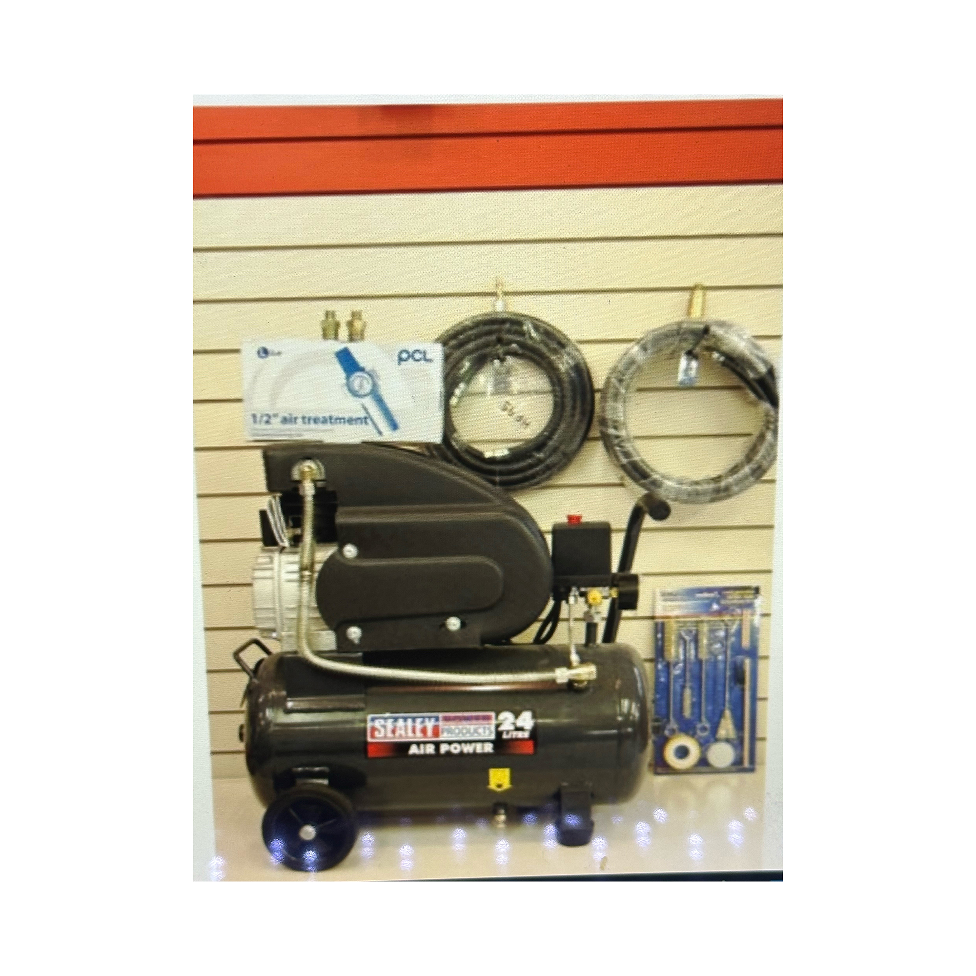 Complete Sealey Compressor-Filter-Maintenance System Kit (24 Litre, 2hp ...